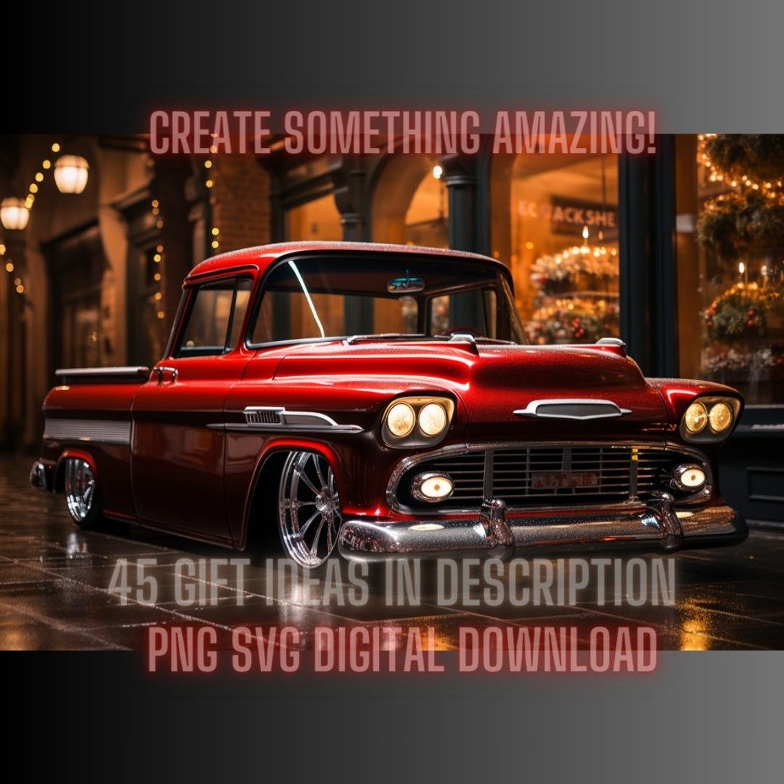 Christmas Chevy C10 Lowrider PNG Bundle, Christmas C10 Wall Art Png ...