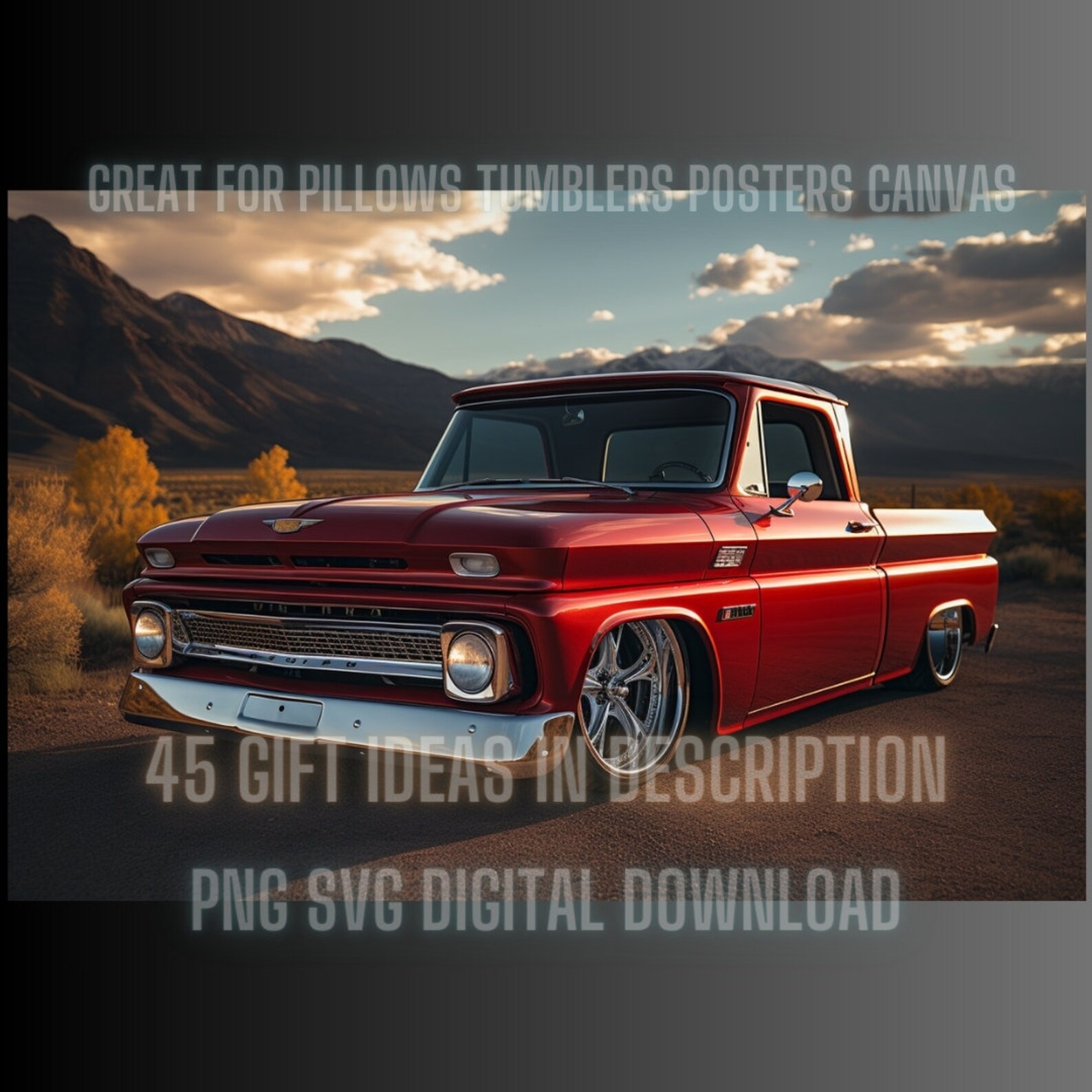 Old School Chevy C10 Pickup PNG Bundle, Vintage Muscle Truck Wall Art ...