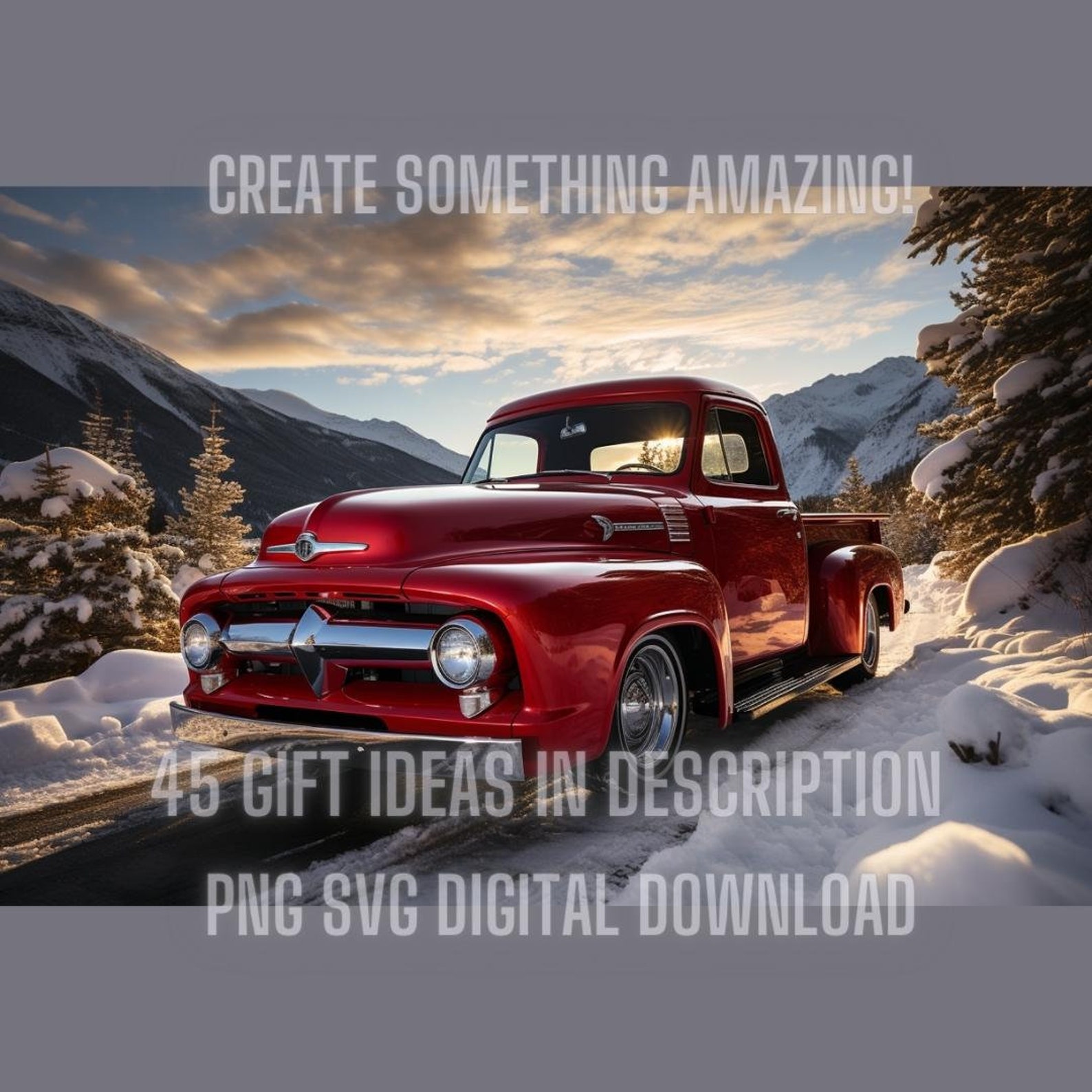 52 Ford Truck Christmas Design PNG Bundle, Christmas C10 Wall Art Png ...