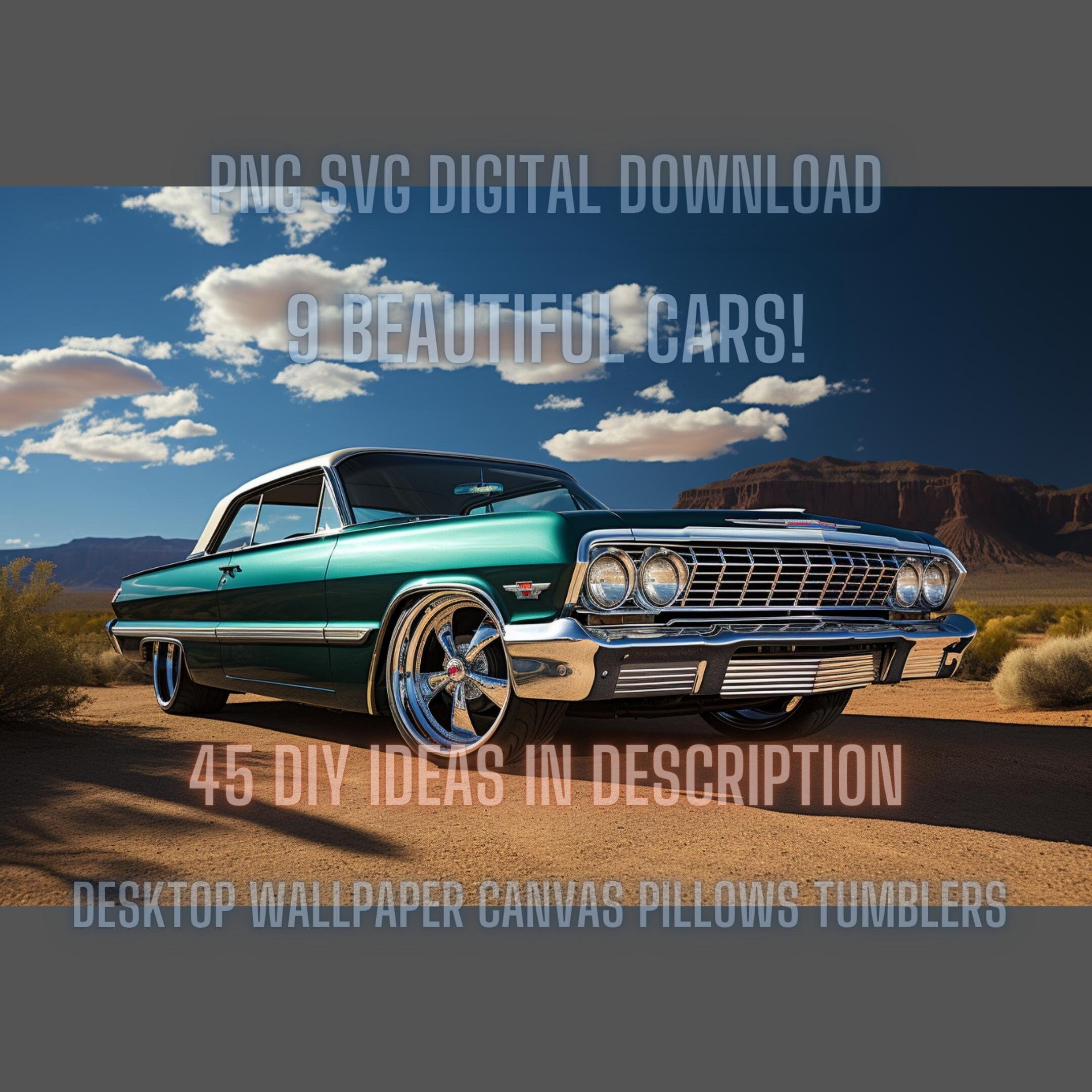 Custom 64 Impala Blue Lowrider PNG Bundle, Chicano Lowrider Png ...