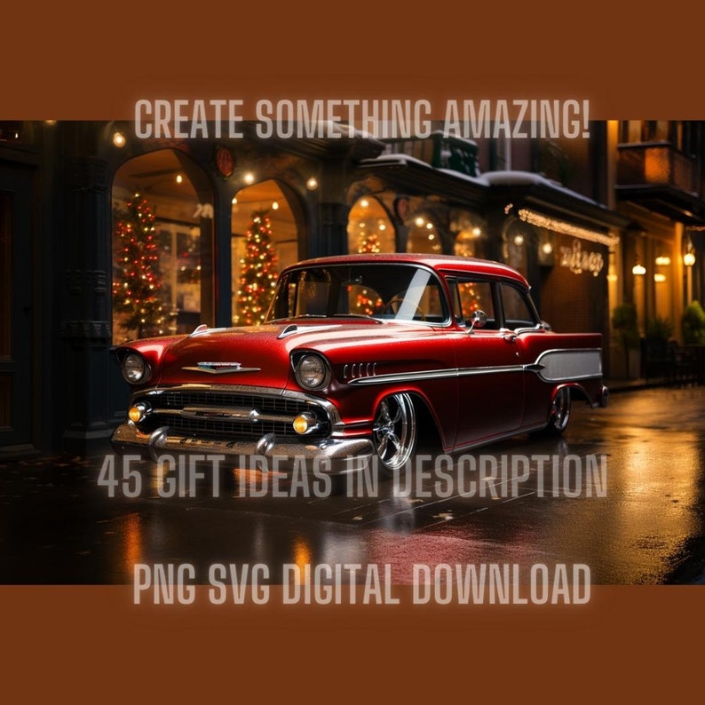 Christmas 57 Chevy PNG Bundle, Classic Muscle Car Art (digital Download ...