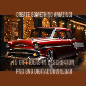 Christmas 57 Chevy PNG Bundle, Classic Muscle Car Art (digital Download ...