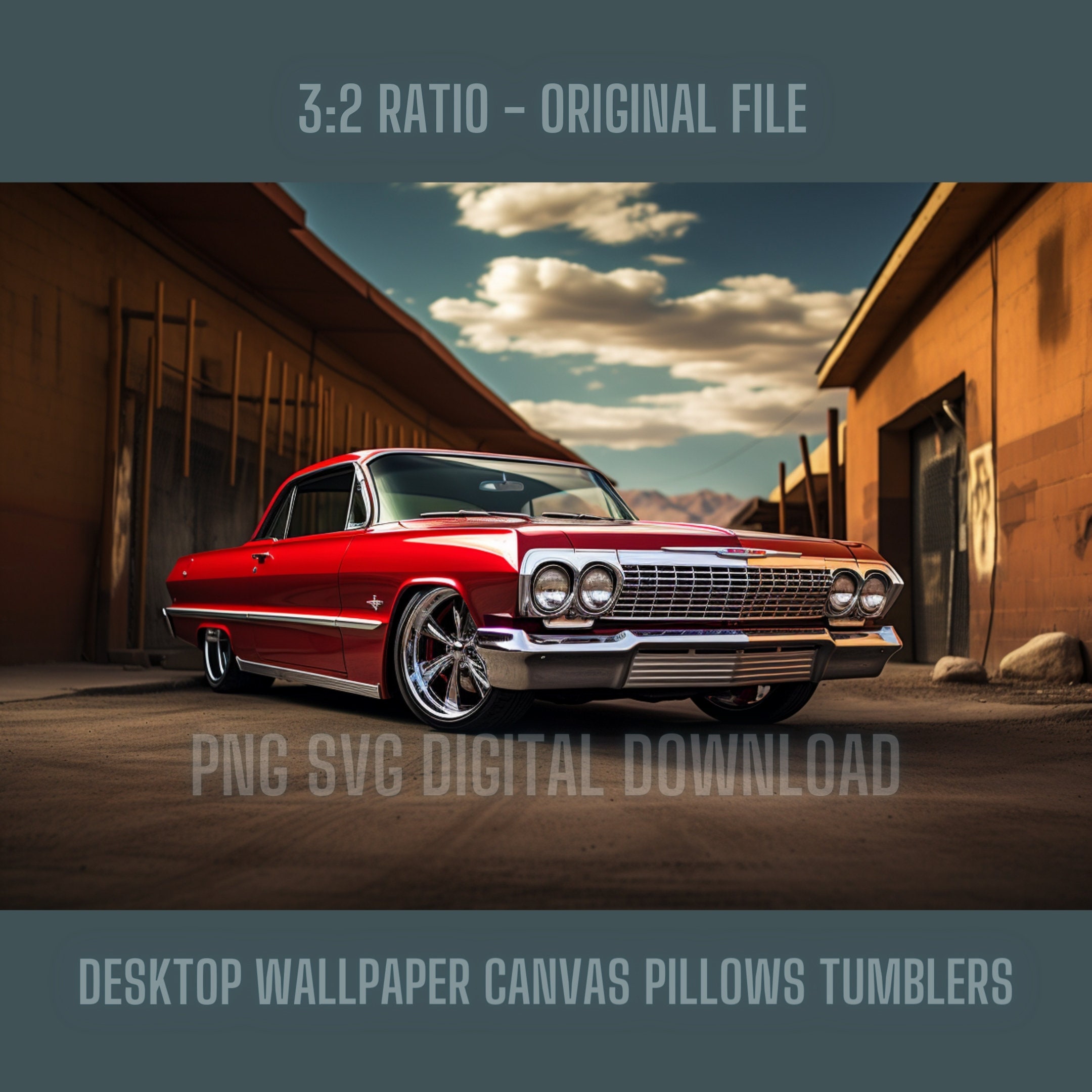 Manly Gift: 63 Impala Lowrider PNG Ideal for Car Mechanics & Man Cave ...