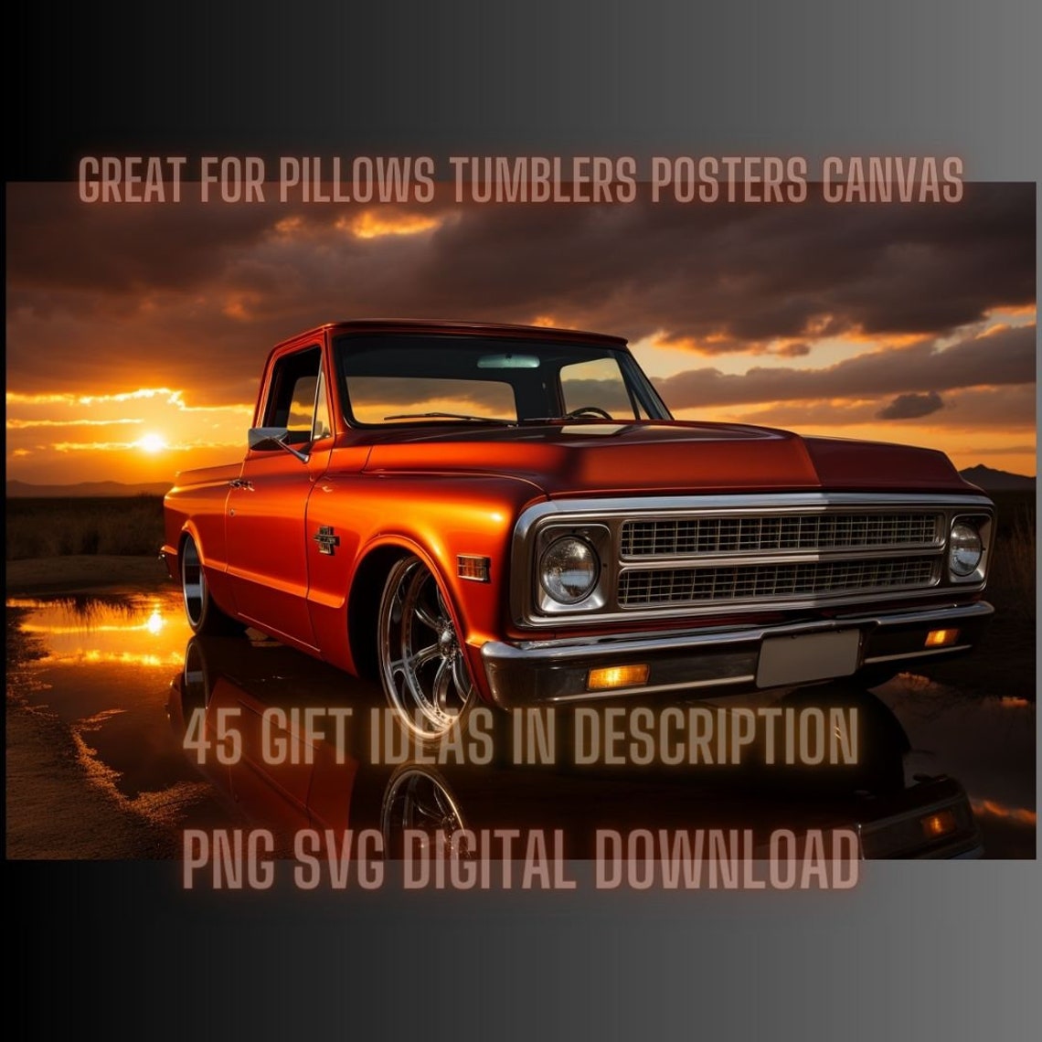 68 Chevy C10 Pickup PNG Bundle, Vintage Muscle Truck Wall Art Png ...