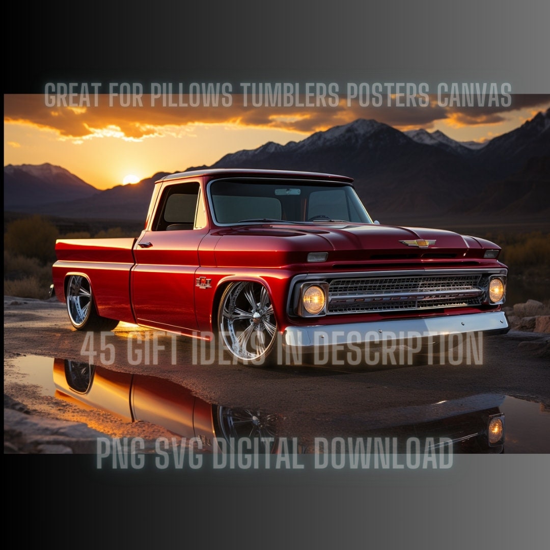 Classic Chevy C10 Pickup PNG Bundle, Vintage Muscle Truck Wall Art Png ...