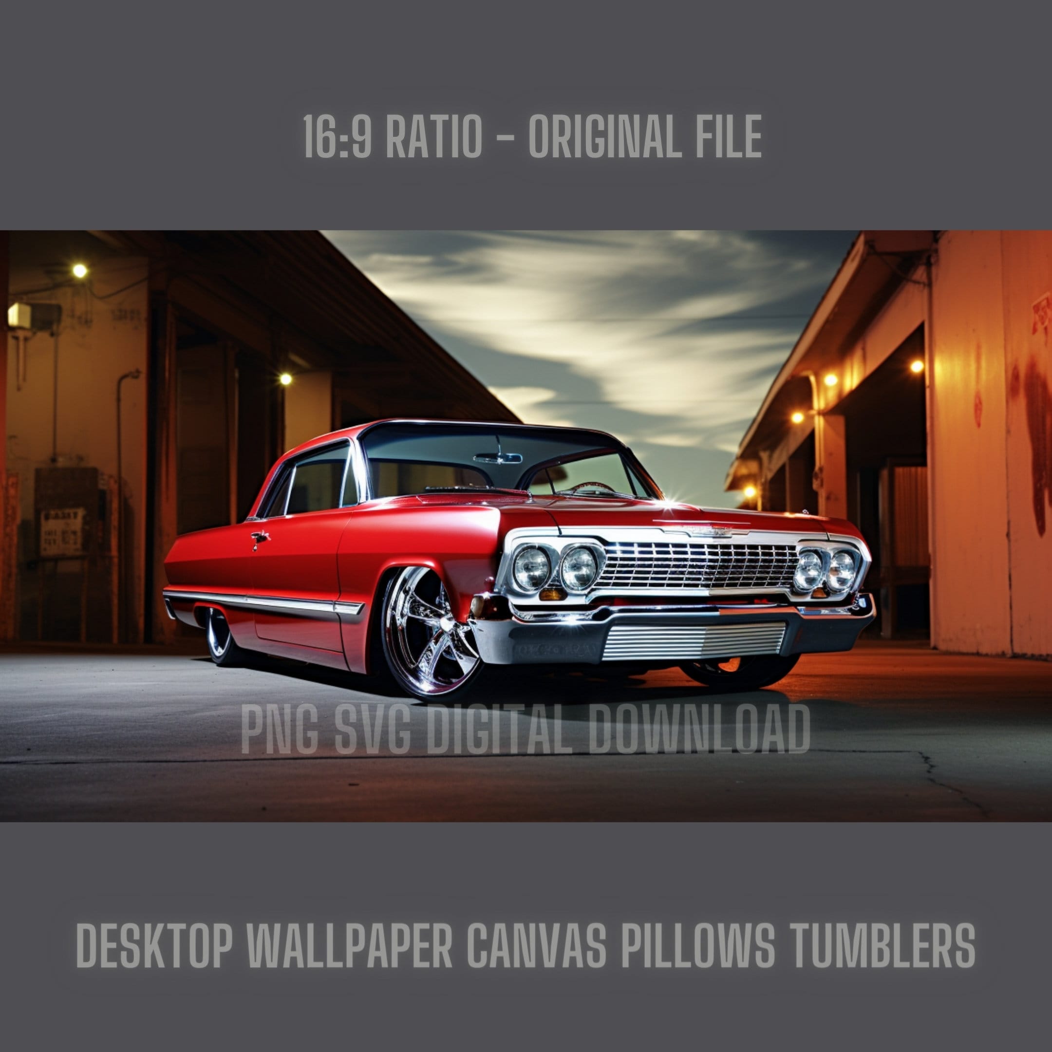 Candy Red 64 Impala Lowrider Digital Download - Perfect Man Cave Décor ...
