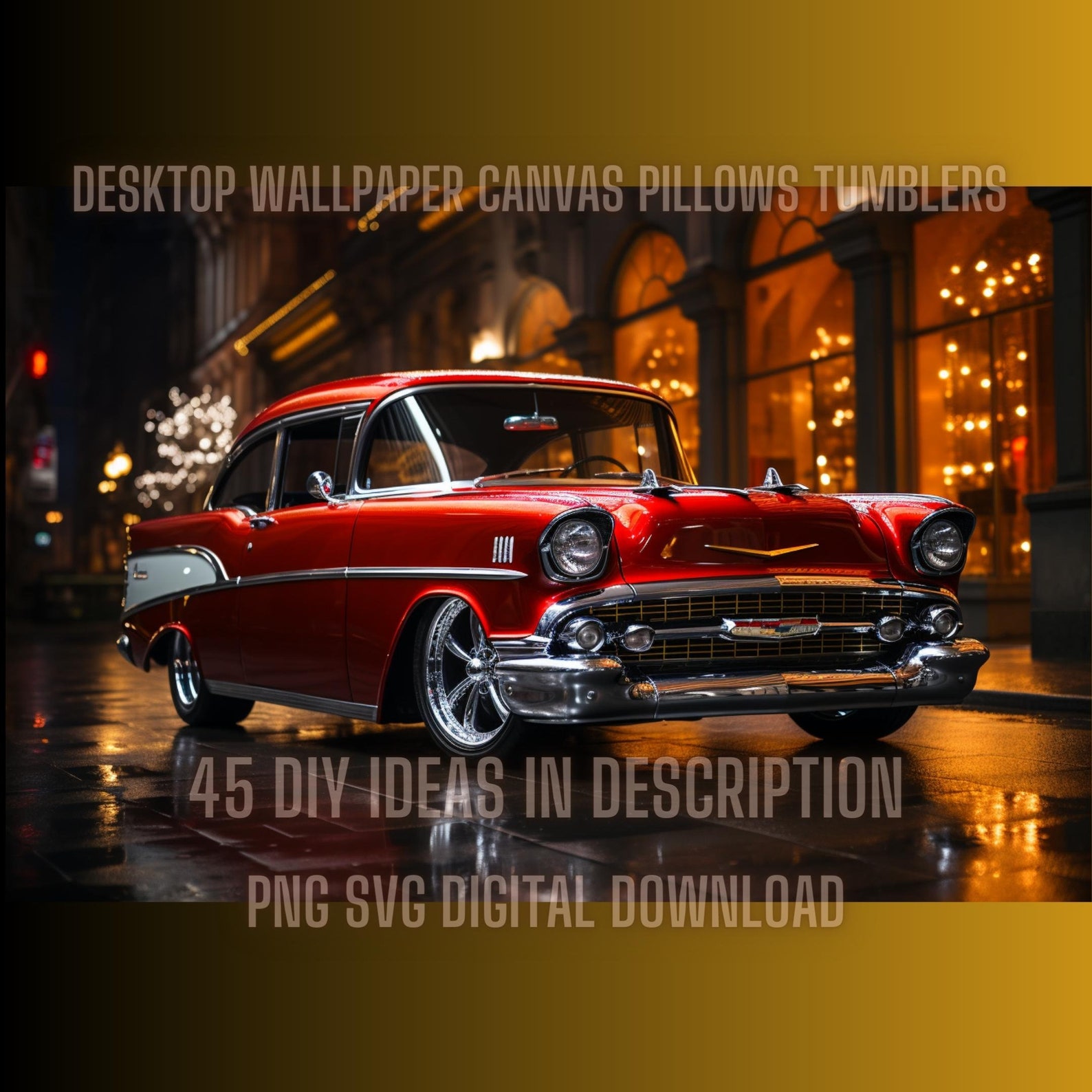 Custom Red 57 Chevy PNG 9 Car Bundle, Digital Download, Classic Muscle ...