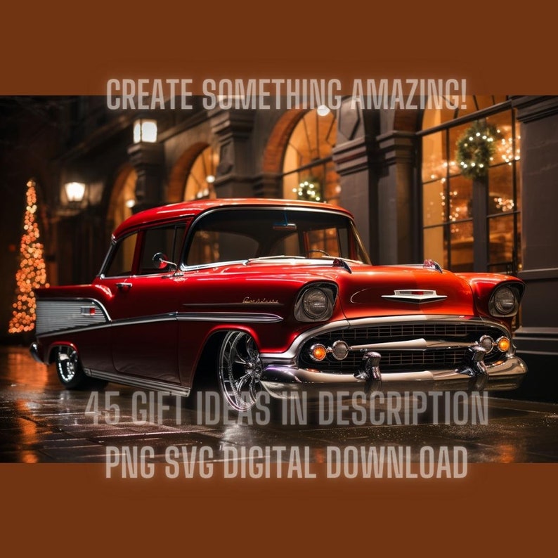 Christmas 57 Chevy PNG Bundle, Classic Muscle Car Art (digital Download ...
