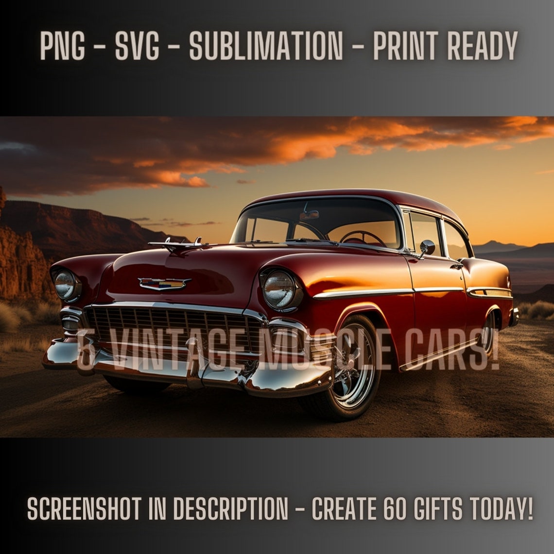 57 Chevy Classics - 5 Car Bundle, Digital Download, Custom Muscle Car ...