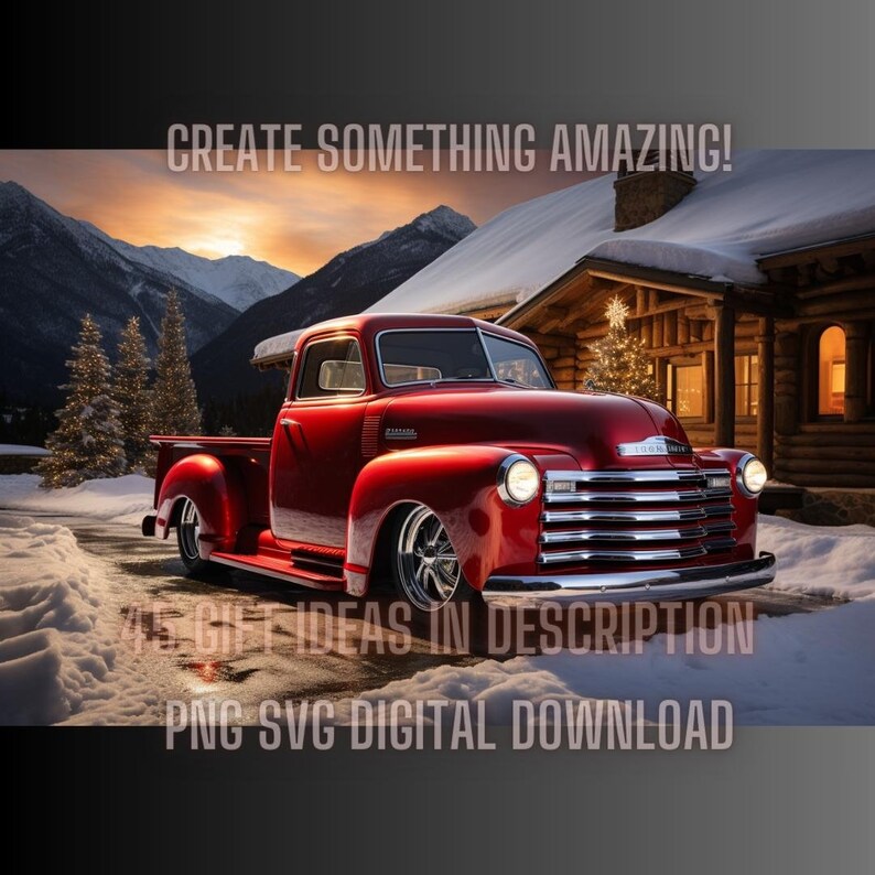 Candy Red 48 Chevy 3100 Pickup PNG Bundle, Lowrider Truck Wall Art ...
