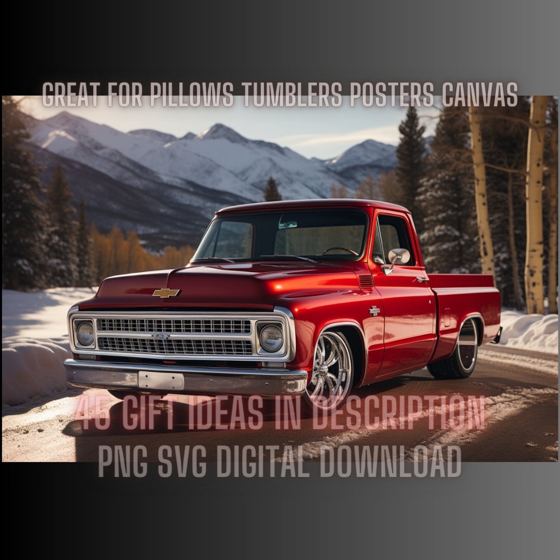 Classic Chevy C10 Pickup PNG Bundle, Vintage Muscle Truck Wall Art Png ...