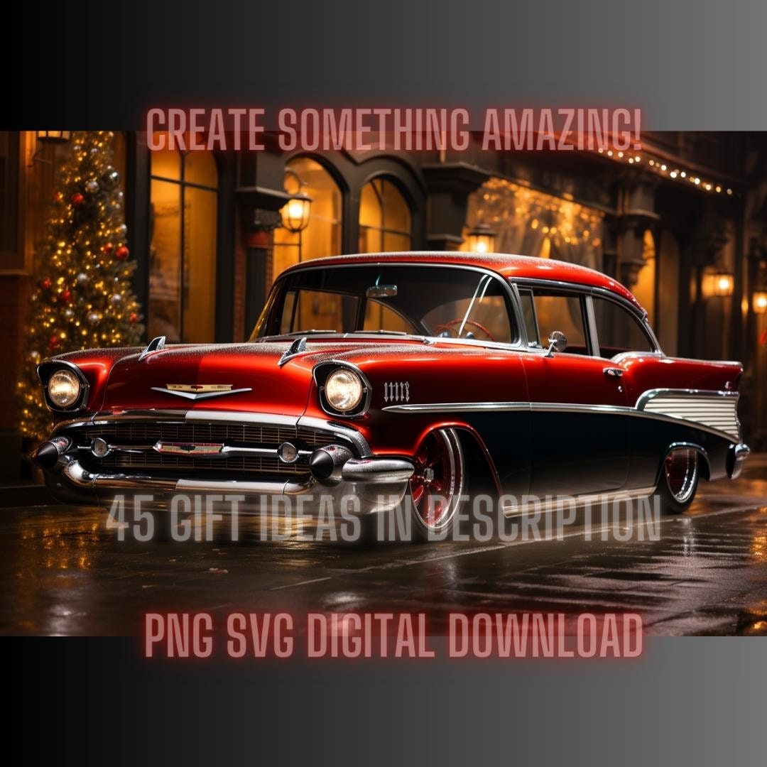 Christmas 57 Chevy PNG, 9 Car Bundle Digital Download, Holiday Muscle ...