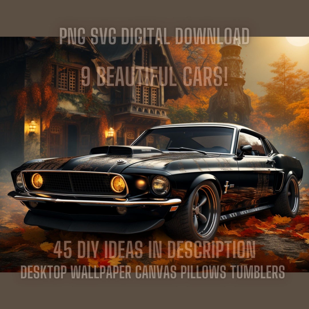 Black 68 Mach 1 Cobra PNG Digital Download, Vintage Muscle Car PNG, Svg ...