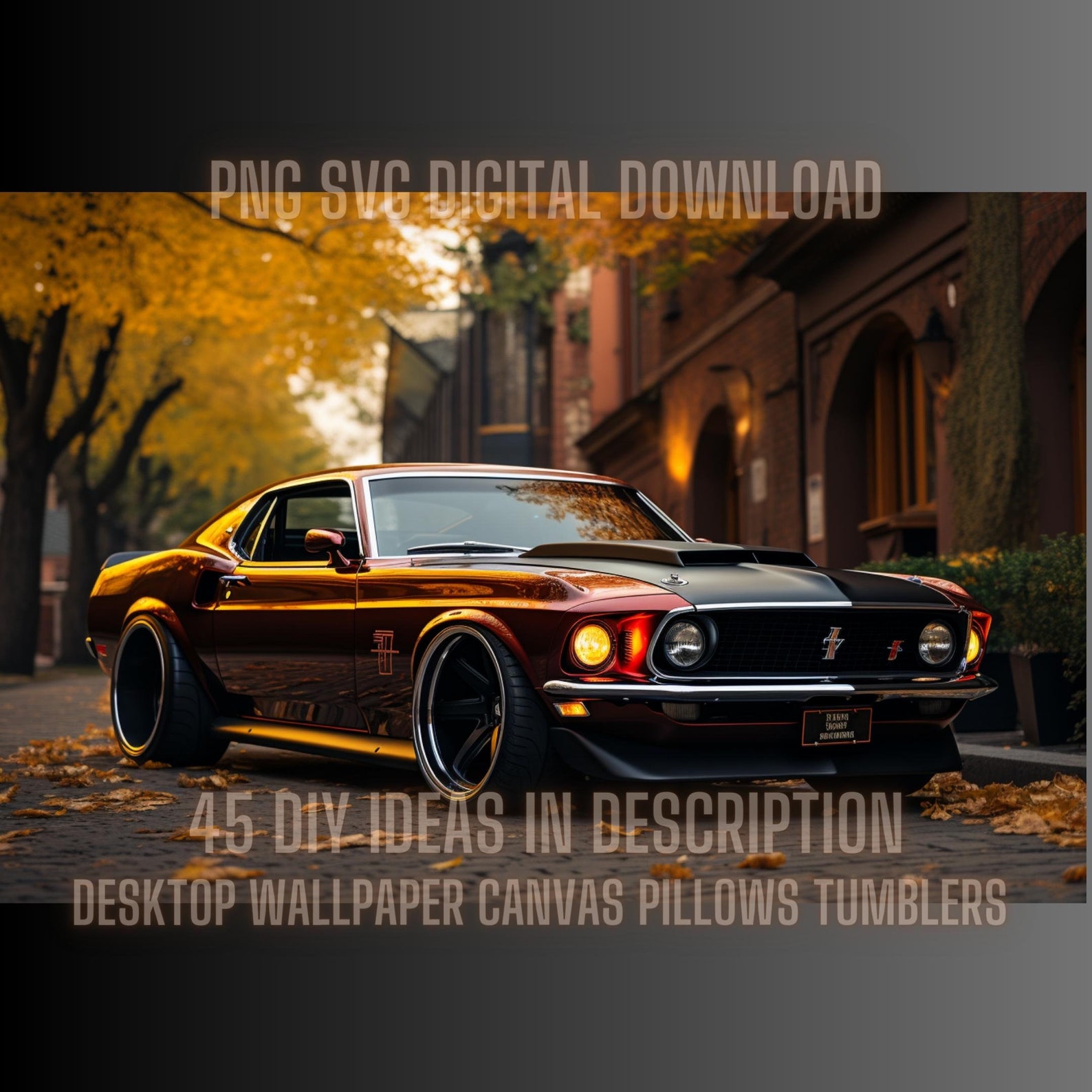 Custom Red 68 Mach 1 Cobra PNG Digital Download, Vintage Muscle Car PNG ...