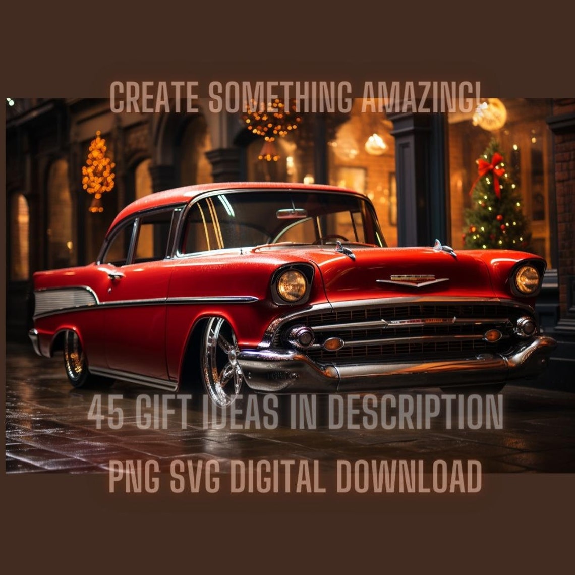 Christmas 57 Chevy PNG, 9 Car Bundle Digital Download, Retro Muscle Car ...