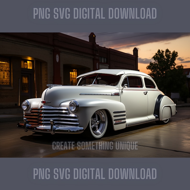 White 48 Chevy Fleetmaster PNG Bundle, Retro Chevy Wall Art Png, Custom ...