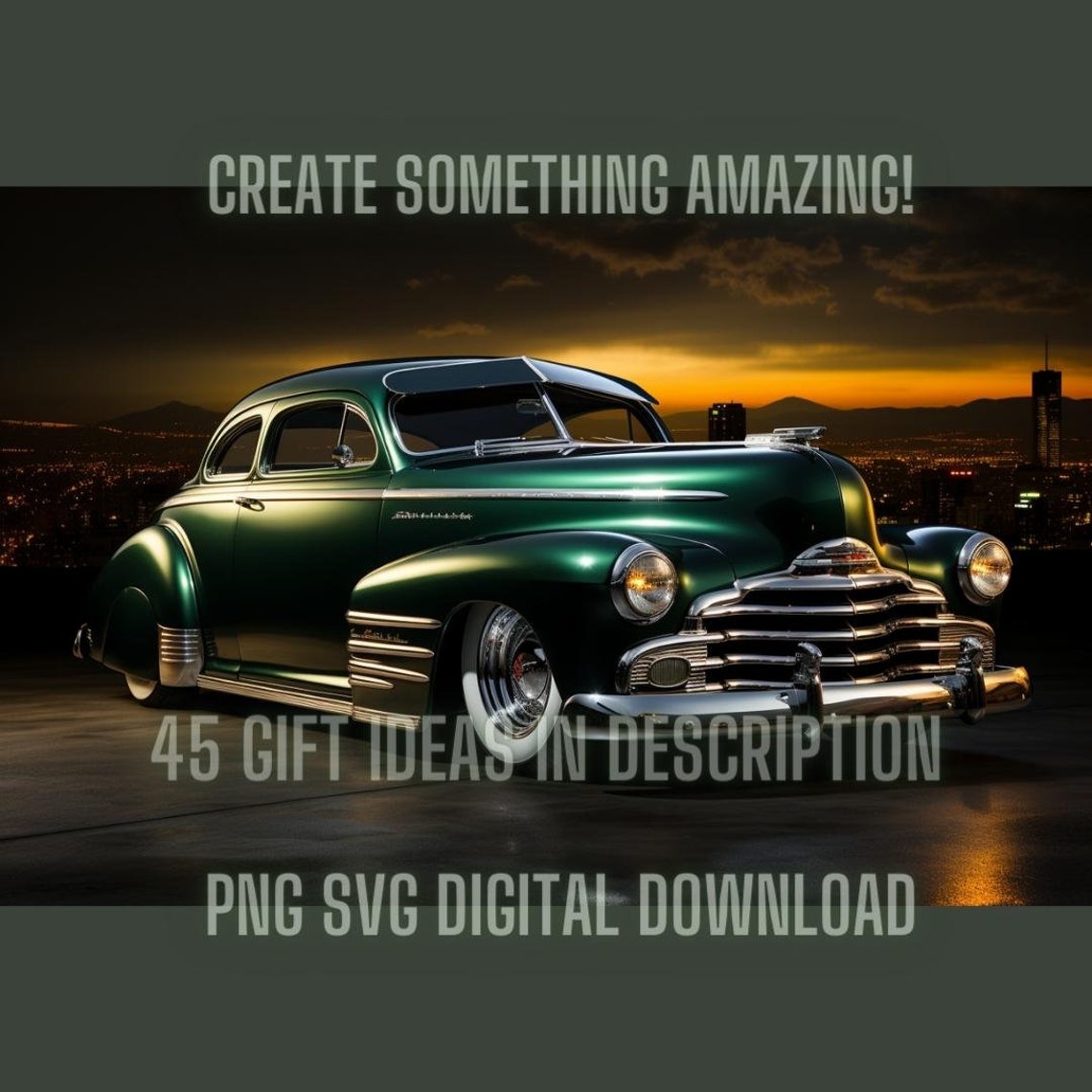 Green 48 Chevy Fleetmaster PNG Bundle, Retro Chevy Wall Art Png, Custom ...