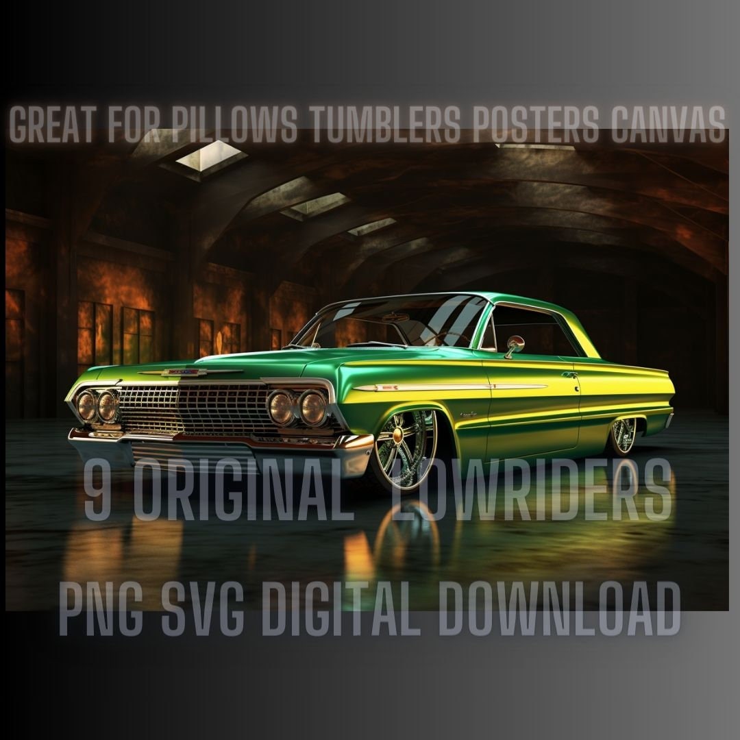 Green Gold 64 Impala Lowrider PNG Bundle, Chicano Lowrider Png ...