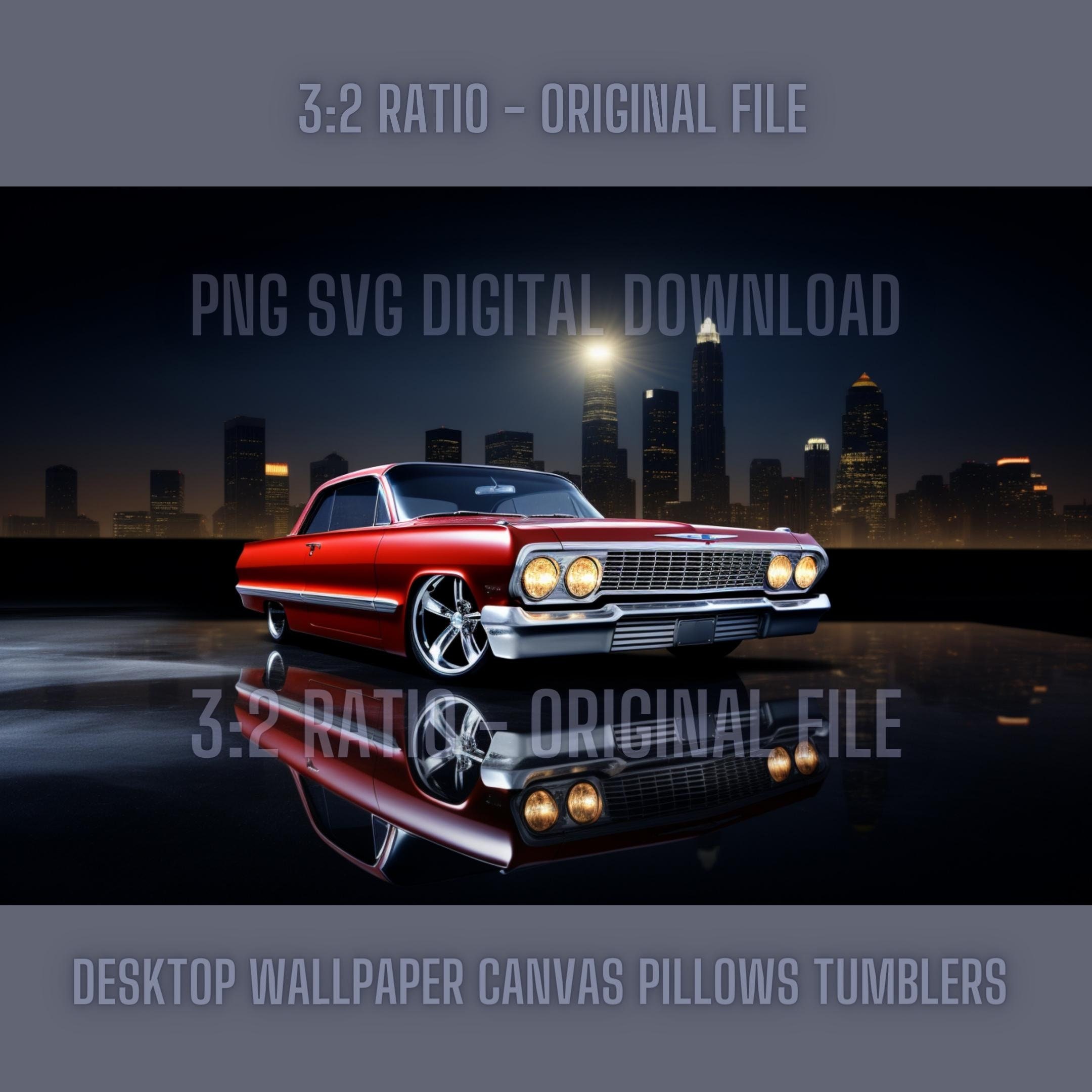 Candy Red 64 Impala Lowrider Cityscape PNG, 5 Aspect Ratio Bundle ...