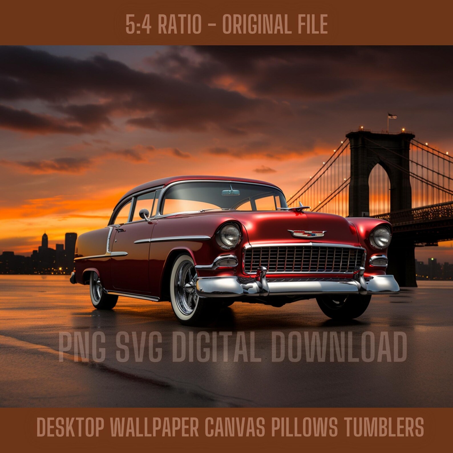 Red 55 Chevy PNG Bundle, Muscle Car Tumbler Wraps (digital Download) - Etsy