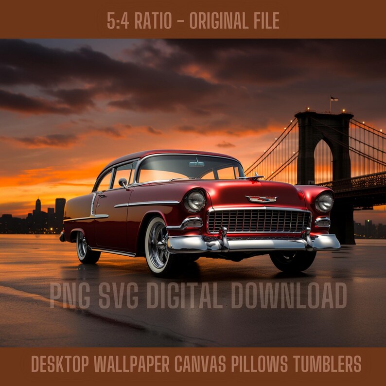 This Custom Red 55 Chevy PNG Bundle Comes With 5 Different Aspect ...
