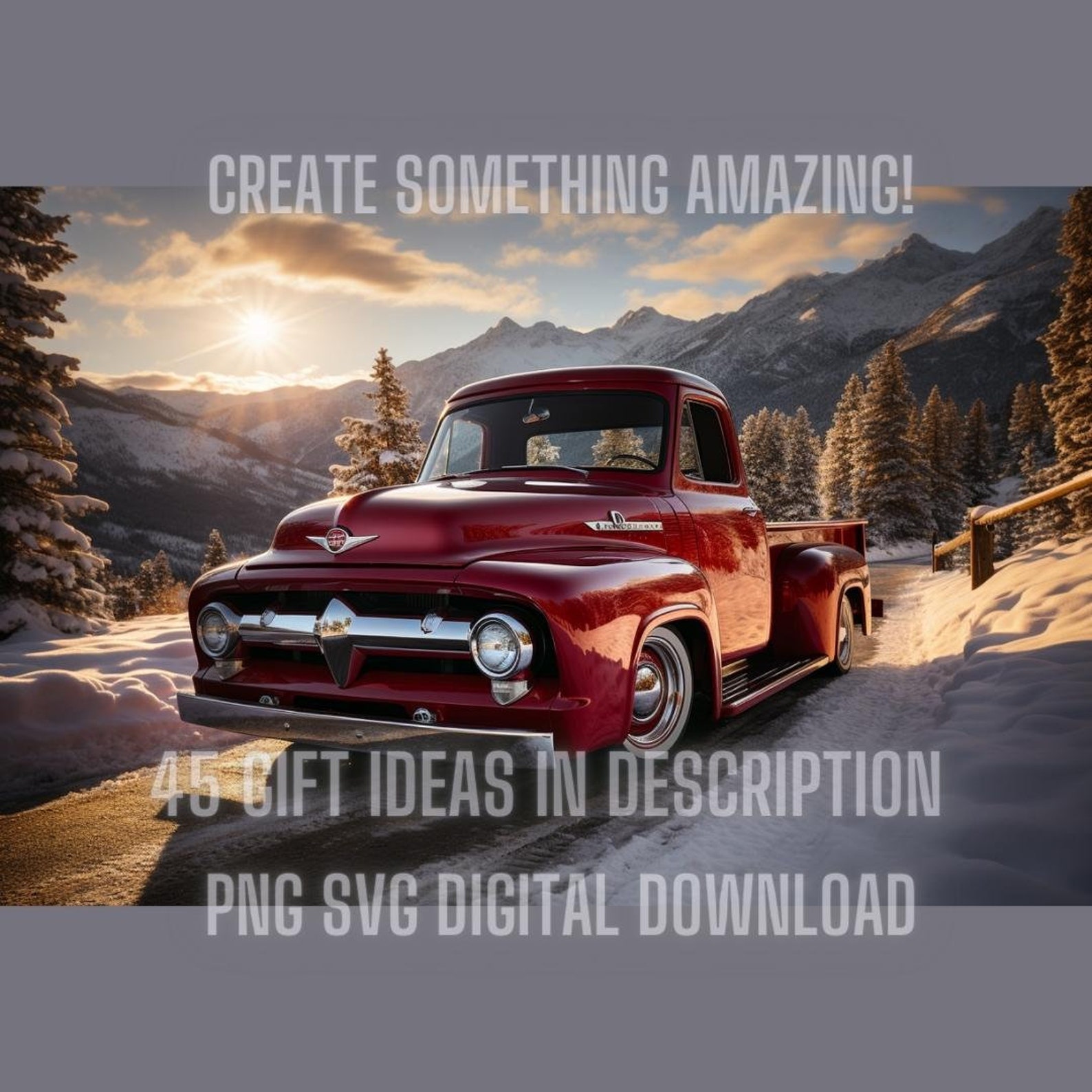 52 Ford Truck Christmas Design PNG Bundle, Christmas C10 Wall Art Png ...