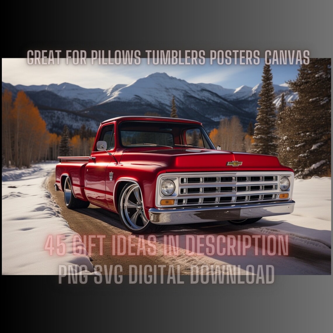 Classic Chevy C10 Pickup PNG Bundle, Vintage Muscle Truck Wall Art Png ...