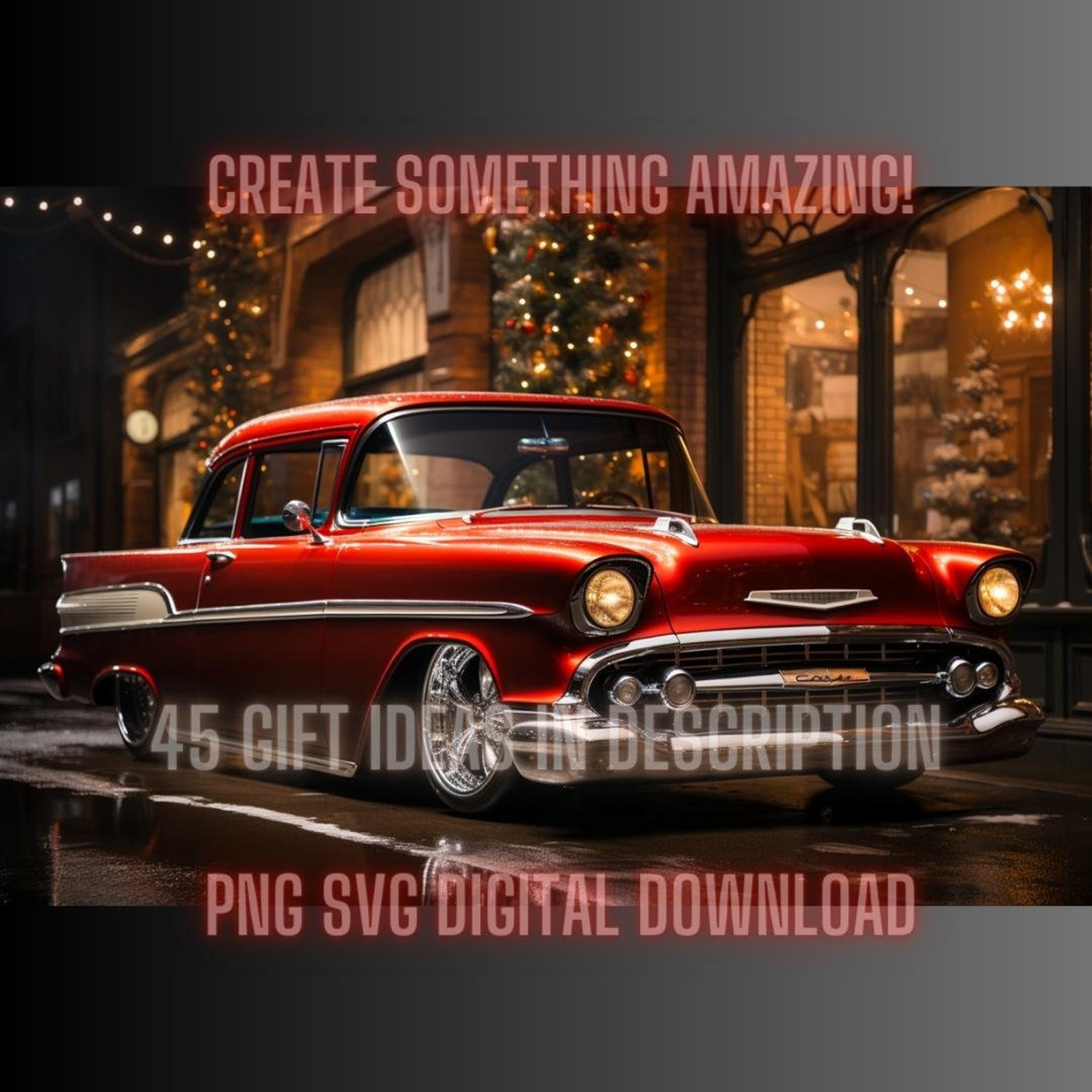 Christmas 57 Chevy PNG, 9 Car Bundle Digital Download, Holiday Muscle ...