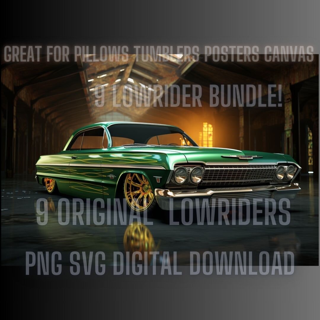 Green Gold 64 Impala Lowrider PNG Bundle, Chicano Lowrider Png ...