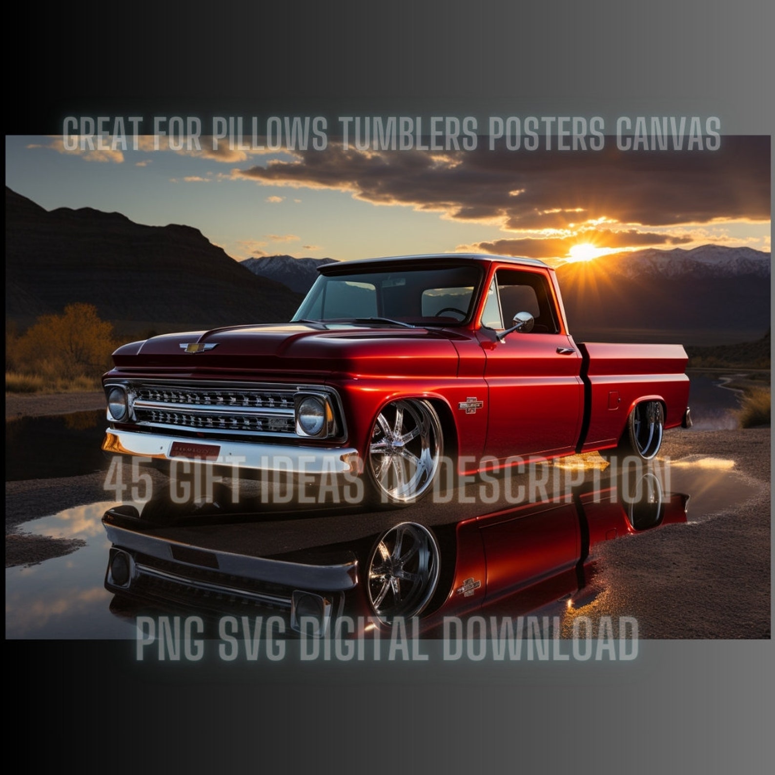 Old School Chevy C10 Pickup PNG Bundle, Vintage Muscle Truck Wall Art ...