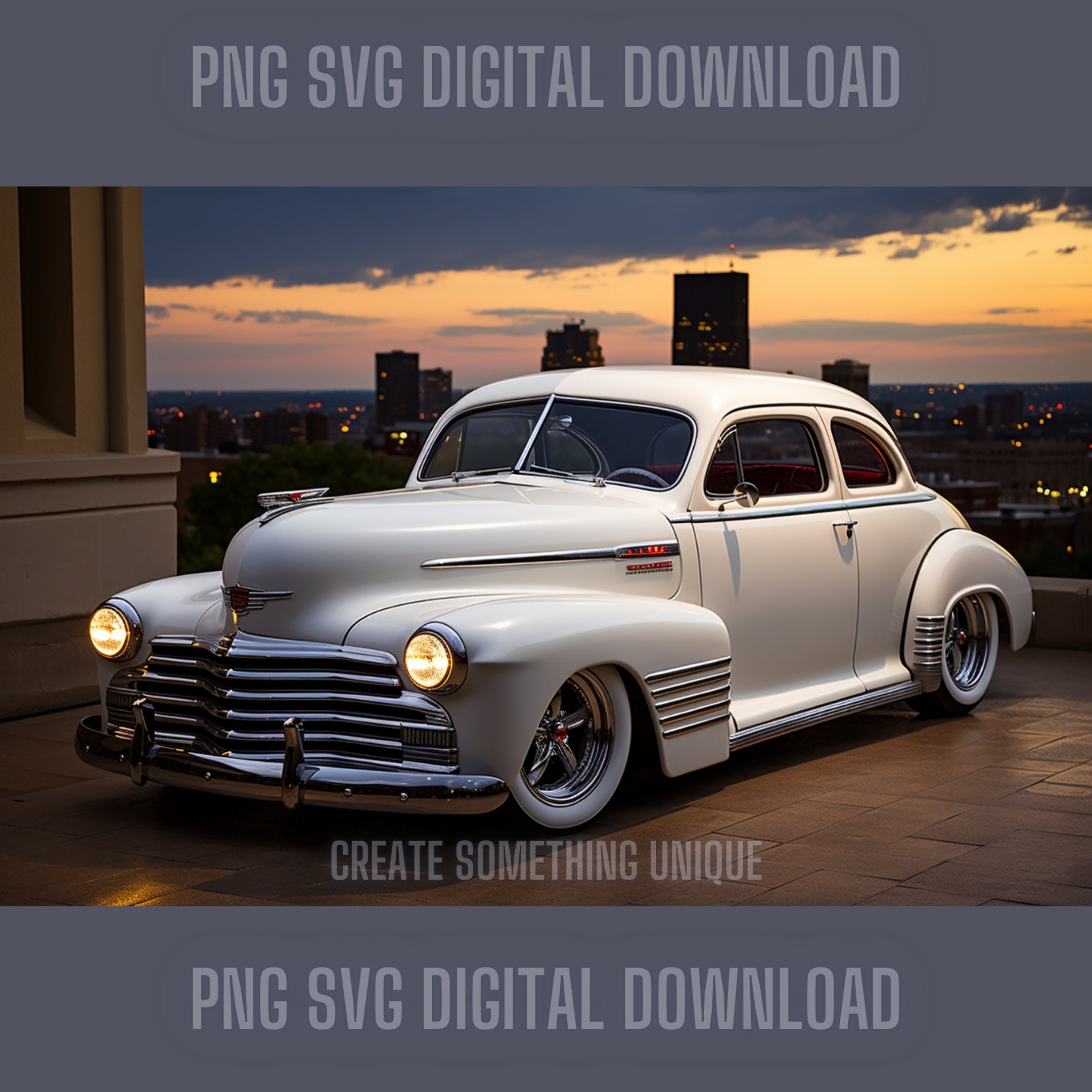 White 48 Chevy Fleetmaster PNG Bundle, Retro Chevy Wall Art Png, Custom ...