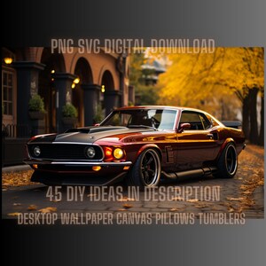 Custom Red 68 Mach 1 Cobra PNG Digital Download, Vintage Muscle Car PNG ...