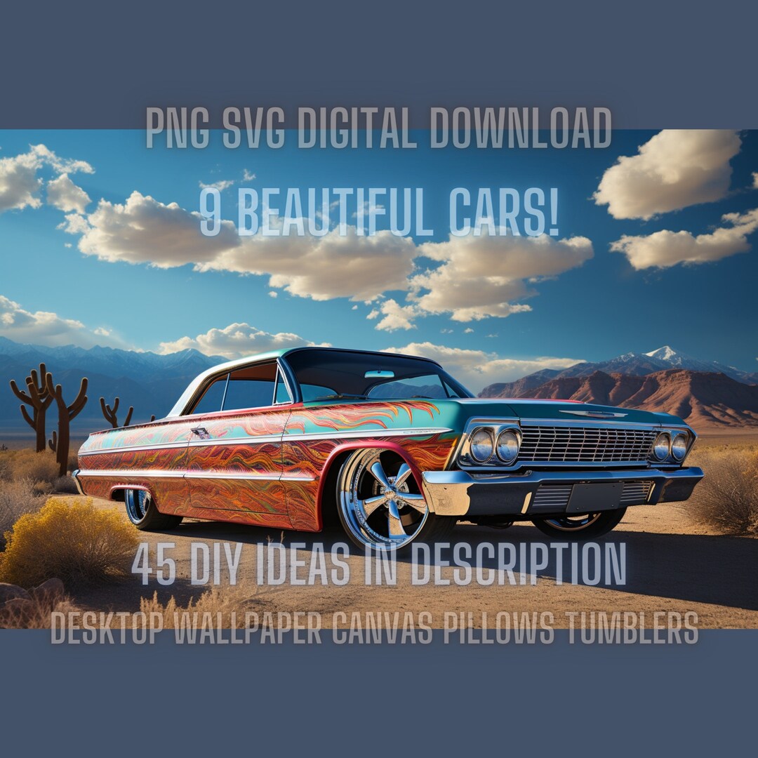 Custom 64 Impala Blue Lowrider PNG Bundle, Chicano Lowrider Png ...