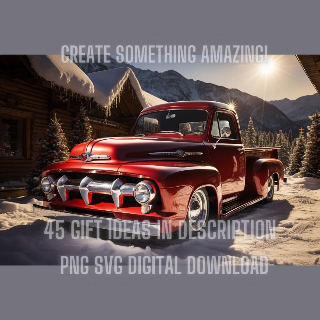 52 Ford Truck Christmas Design PNG Bundle, Christmas C10 Wall Art Png ...