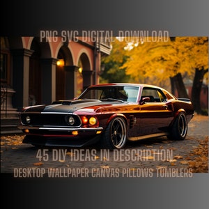 Custom Red 68 Mach 1 Cobra PNG Digital Download, Vintage Muscle Car PNG ...