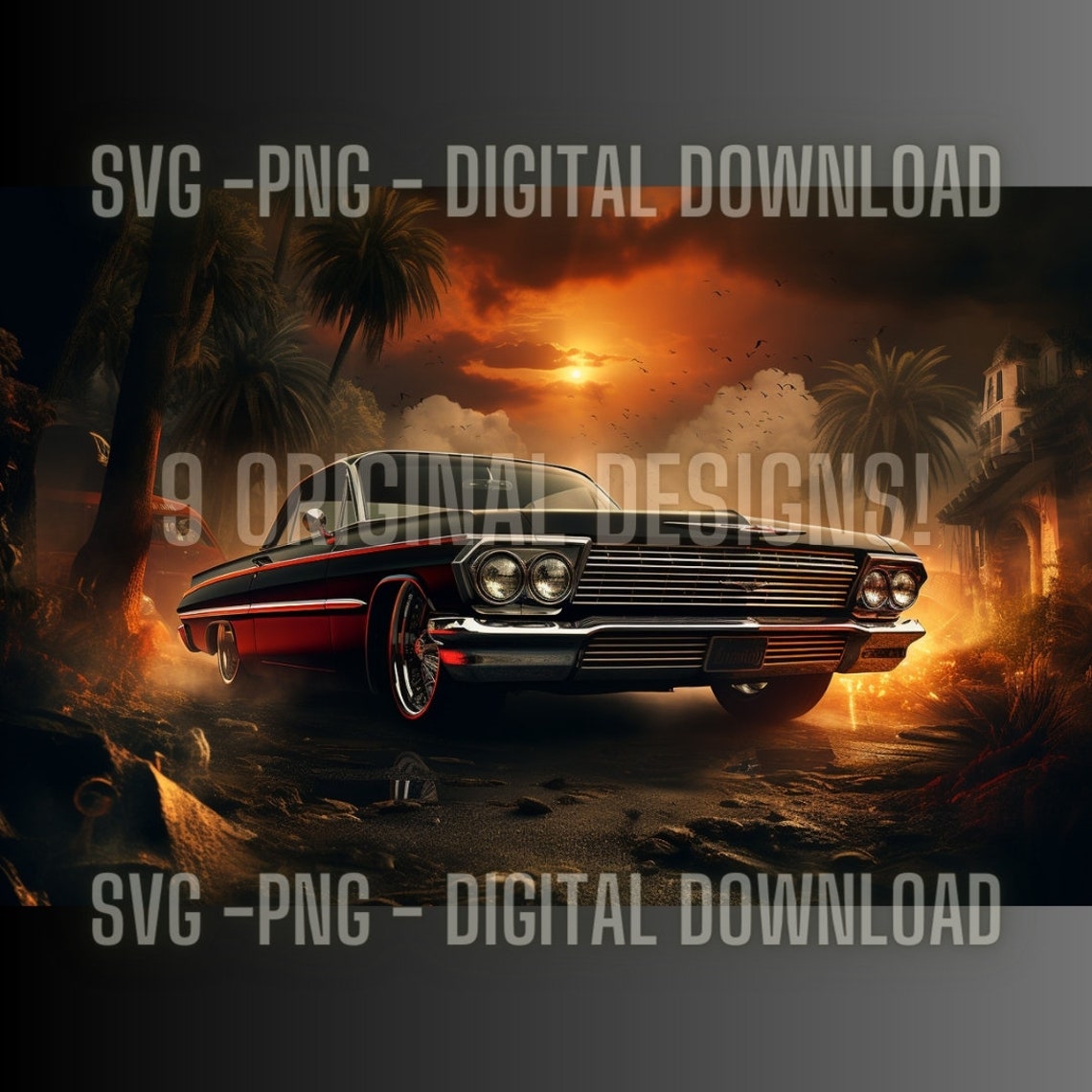 Vintage 66 Impala Black Lowrider Png, Chicano Lowrider Png, Lowrider ...