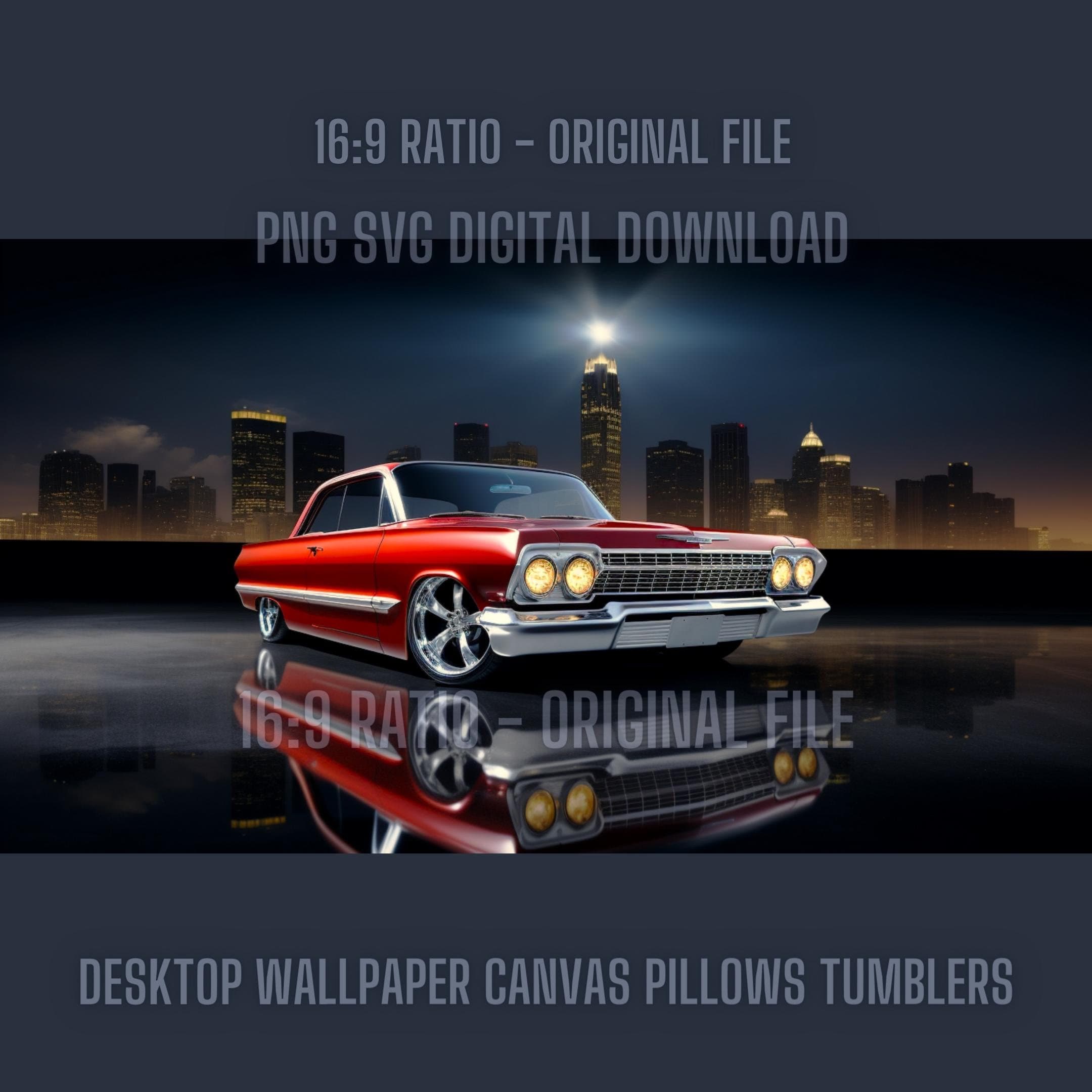 Candy Red 64 Impala Lowrider Cityscape PNG, 5 Aspect Ratio Bundle ...