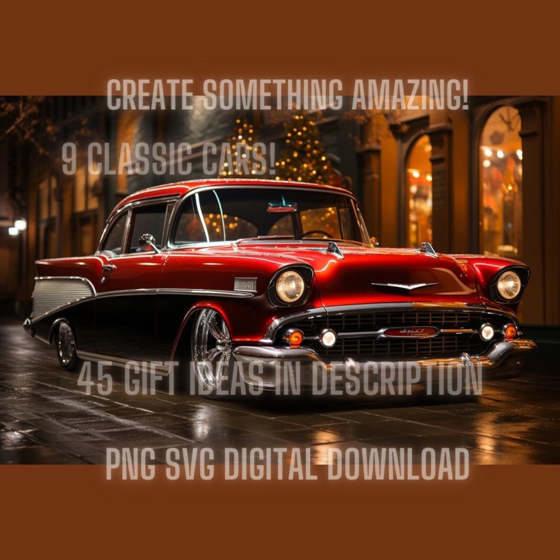 Christmas 57 Chevy PNG, 9 Car Bundle Digital Download, Classic Muscle ...