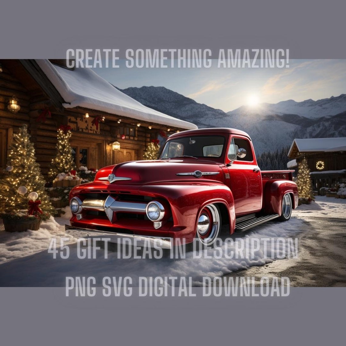 52 Ford Truck Christmas Design PNG Bundle, Christmas C10 Wall Art Png ...
