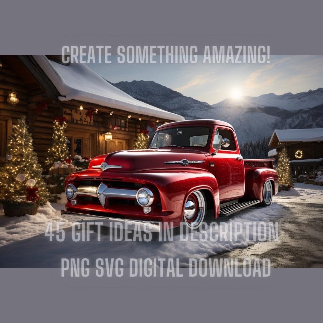 52 Ford Truck Christmas Design PNG Bundle, Christmas C10 Wall Art Png ...