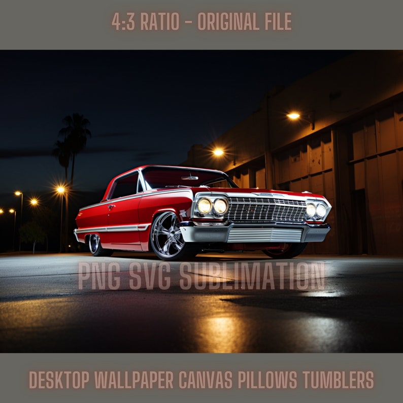 Candy Red 64 Impala SS Lowrider Late Night Cruise Muscle Car SVG - Man ...