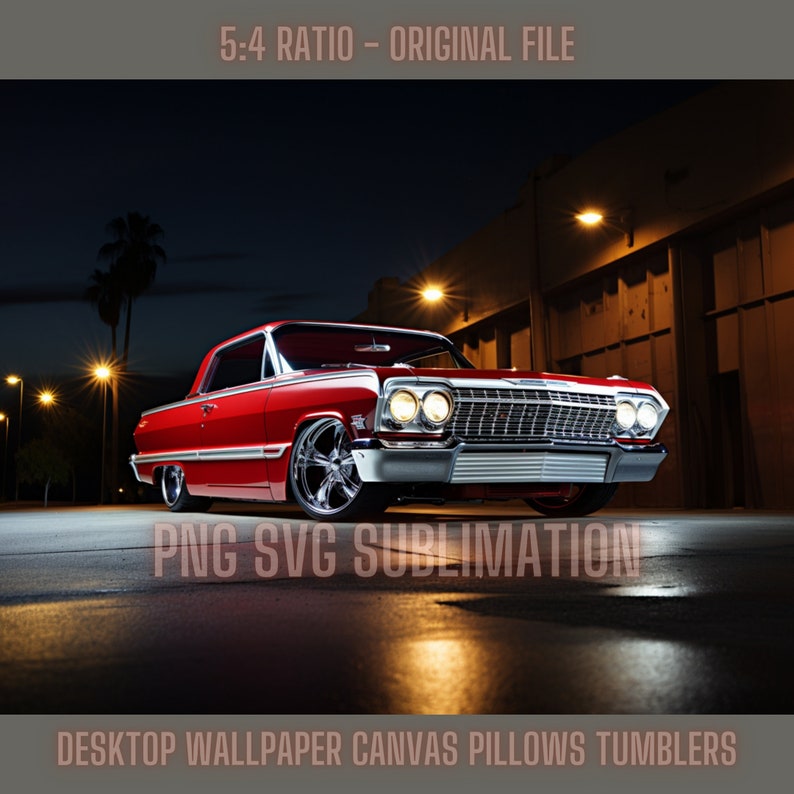 Candy Red 64 Impala SS Lowrider Late Night Cruise Muscle Car SVG - Man ...