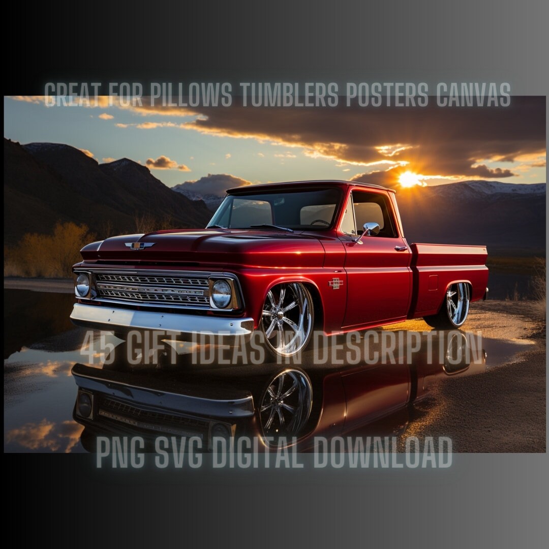 Classic Chevy C10 Pickup PNG Bundle, Vintage Muscle Truck Wall Art Png ...
