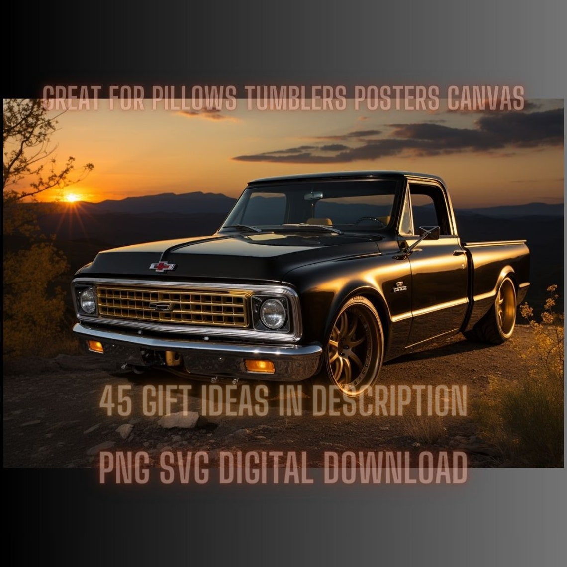 68 Chevy C10 Pickup PNG Bundle, Vintage Muscle Truck Wall Art Png ...