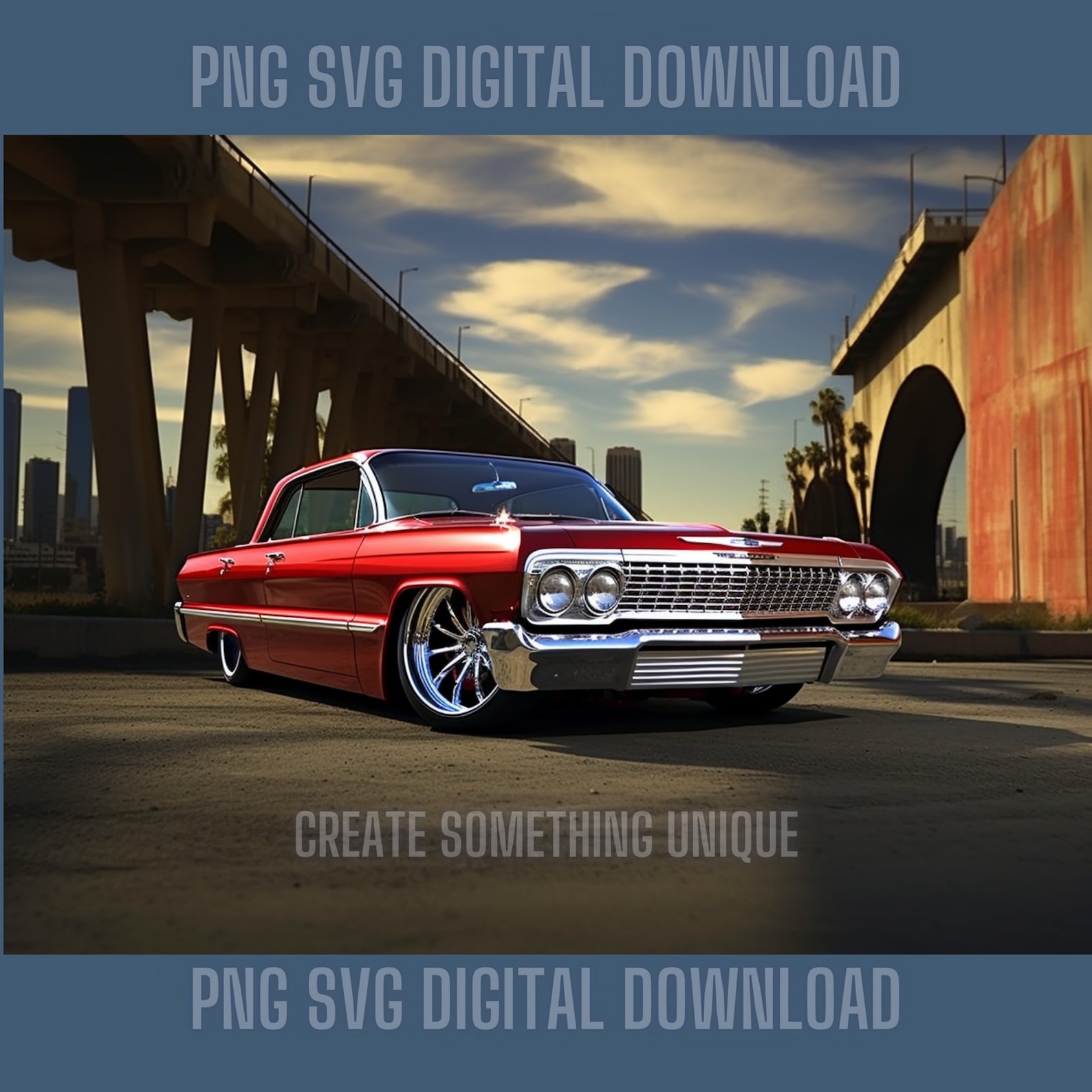Vintage 64 Impala Lowrider PNG Bundle, Vintage Lowrider Wall Art Png ...