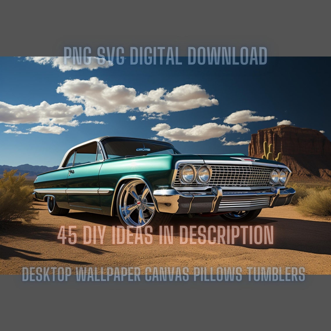 Custom 64 Impala Blue Lowrider PNG Bundle Chicano Lowrider - Etsy