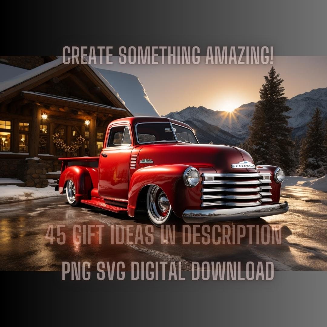 Candy Red 48 Chevy 3100 Pickup PNG Bundle, Lowrider Truck Wall Art ...