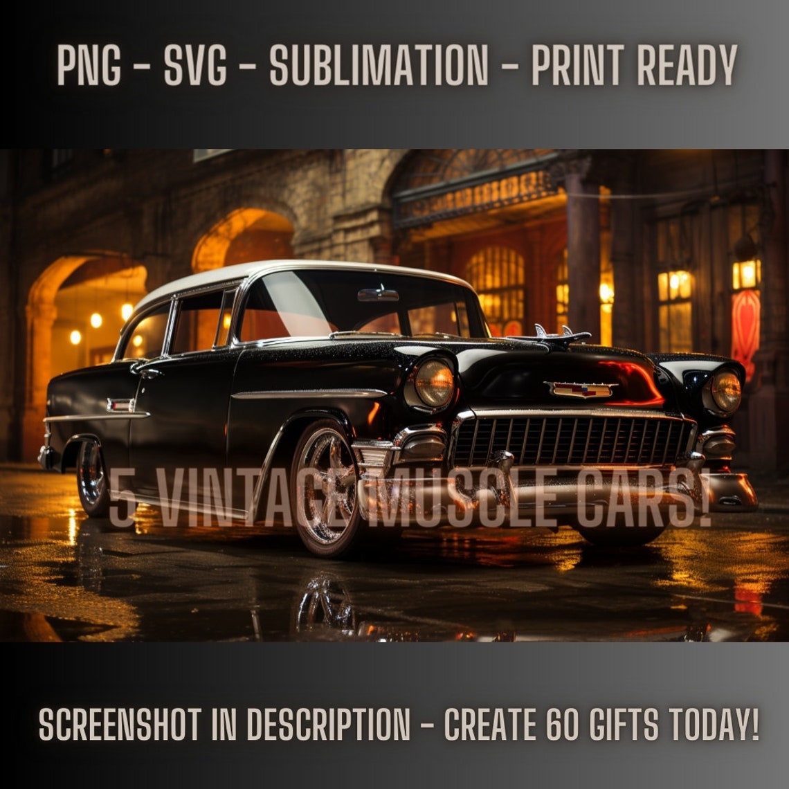 57 Chevy Classics - 5 Car Bundle, Digital Download, Custom Muscle Car ...