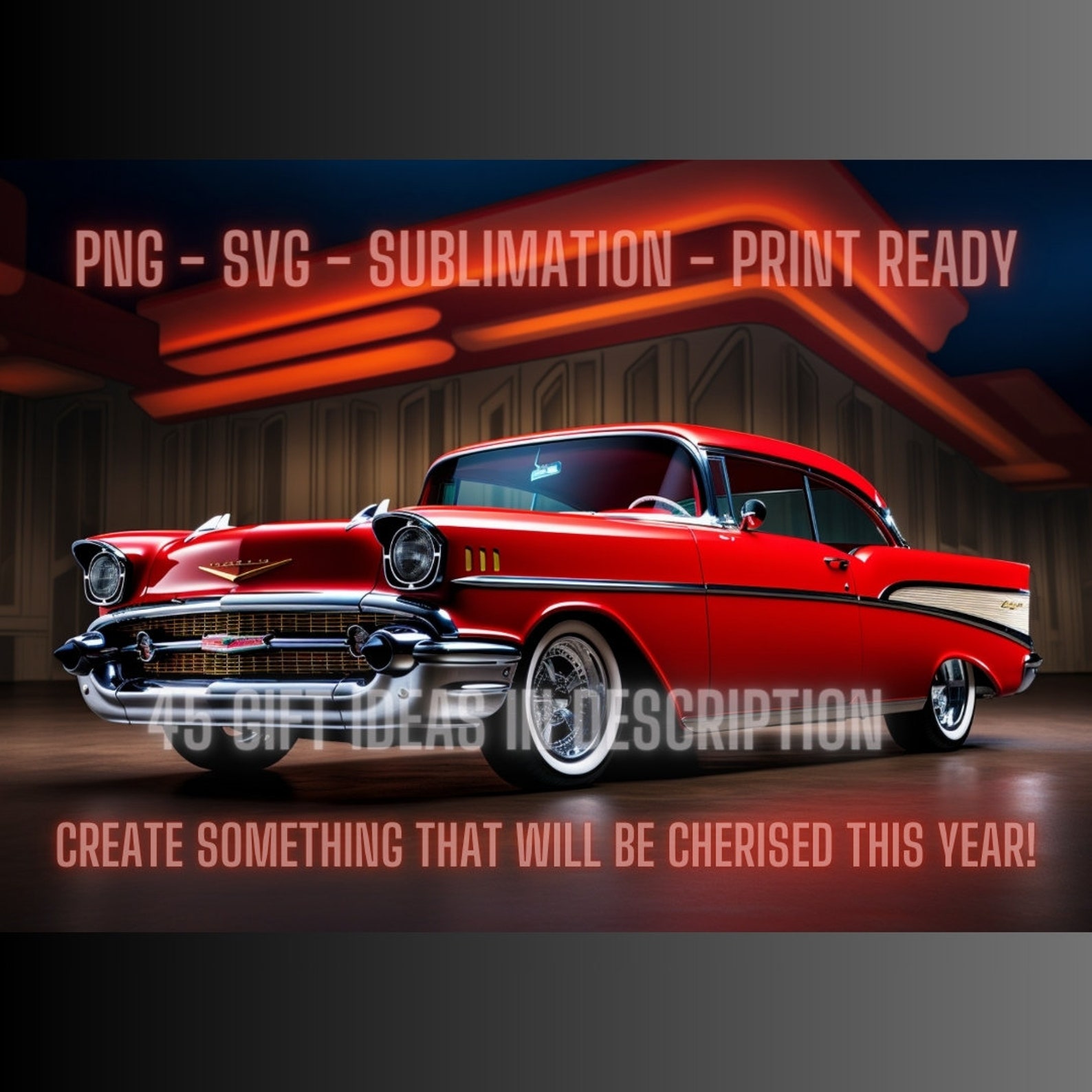 Vintage 57 Chevy Bel Air PNG Bundle, Vintage 57 Chevy Tumbler Wrap Png ...