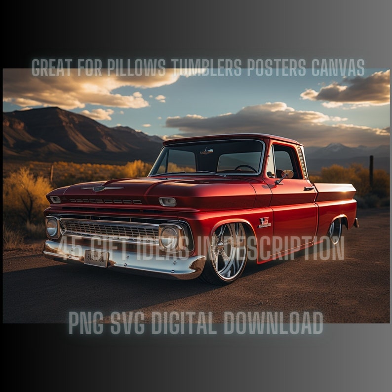 Classic Chevy C10 Pickup PNG Bundle, Vintage Muscle Truck Wall Art Png ...